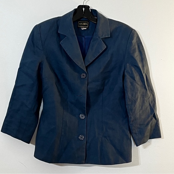 louben | Jackets & Coats | Louben Blue Linen Jacket | Poshmark